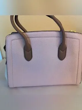 kate spade | Bags | Kate Spade V1 Pinkwhitetan Pebbled Leather Satchel ...